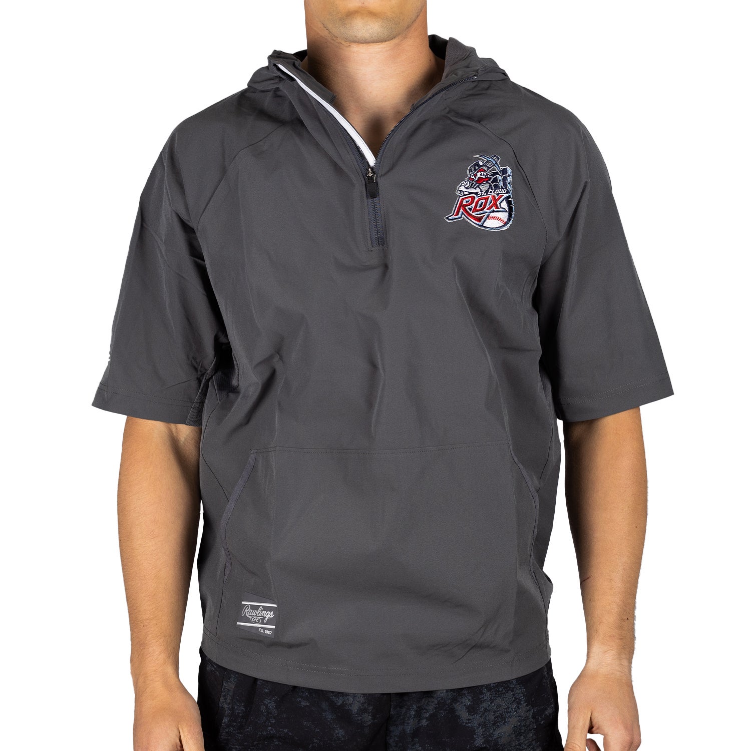 Grey Rawlings hooded 1/2 sleeve with Rox and Chisel logo | St. Cloud ...